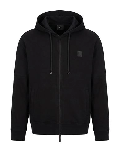 Armani Exchange Cotton Blend Zip-up Hoodie - Black