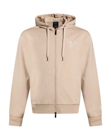Armani Exchange Embroidered Zip-up Hoodie - Beige