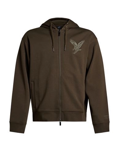 Armani Exchange Embroidered Zip-up Hoodie - Beige