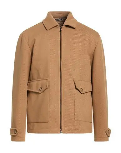 EXTE Jacket In Dark Polyester, Viscose, And Wool - Camel