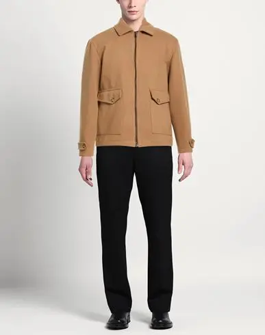 EXTE Jacket In Dark Polyester, Viscose, And Wool - Camel