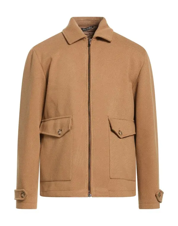 EXTE Jacket In Dark Polyester, Viscose, And Wool - Camel