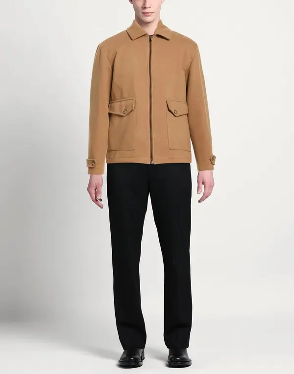 EXTE Jacket In Dark Polyester, Viscose, And Wool - Camel