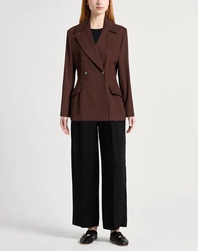 CARLA G. Chocolate Polyester Viscose Elastane Blazer - Chocolate Brown