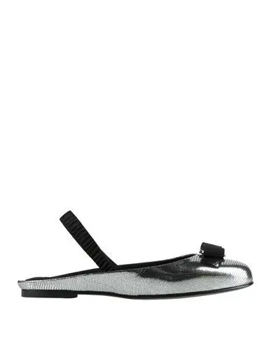 FERRAGAMO Ballet Flats Size Calfskin - Silver
