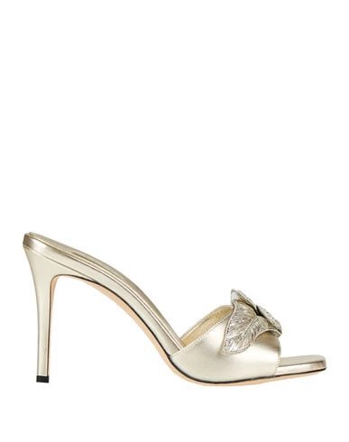 SERENA UZIYEL Leather Stiletto Heel Slide Sandals - Platinum
