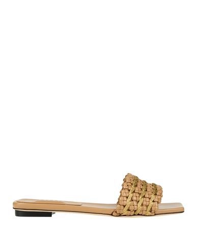 SERENA UZIYEL Two-tone Braided Leather Slide Sandals - Light Brown