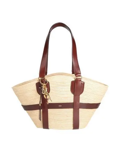 Chloé Shoulder Bag Natural Raffia, Calfskin - Beige