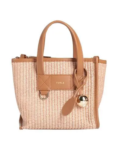 Furla Handbag Camel Leather, Textile Fibers - Beige