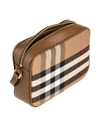 Burberry Camera Bag In Textile Fibers And Leather - Brown