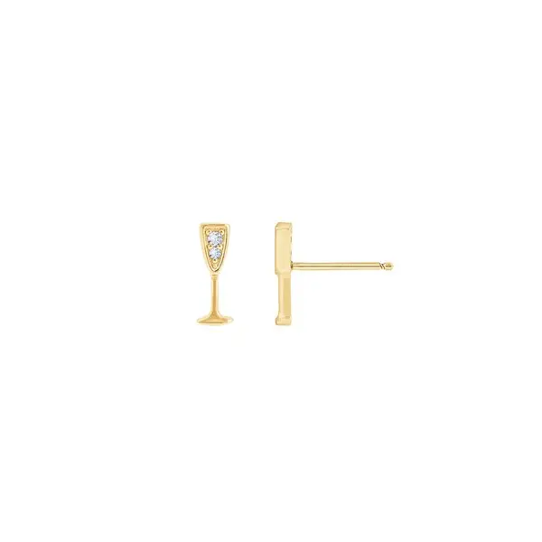 DIAMONBLISS Marilyn Monroe Cocktail Glass Stud Earrings - Gold