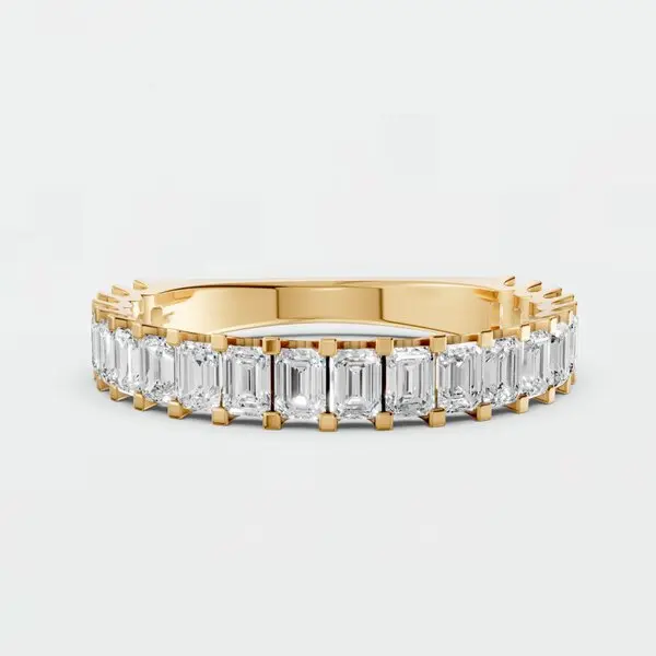AYA FINE JEWELRY Emerald Cut Lab Grown Diamond Eternity Ring For - Yellow