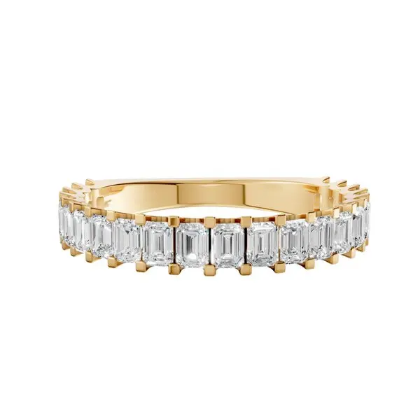 AYA FINE JEWELRY 1.14 Ctw Emerald Cut Lab Grown Diamond Eternity Band In 14k Gold - Yellow