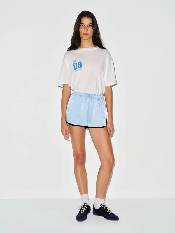 REFORMATION Scottie High-rise Micro Shorts - Blue