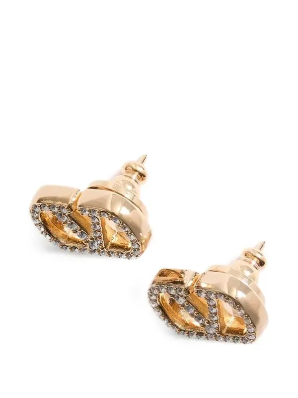 Valentino Garavani Vlogo Signature Crystal Stud Earrings - Gold