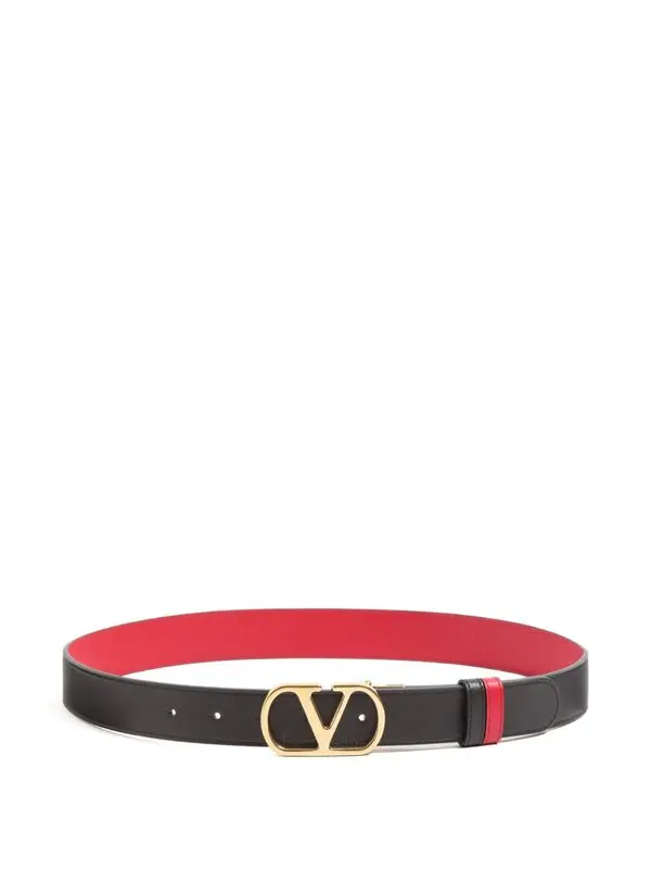 Valentino Garavani Vlogo Signature Leather Belt - Black