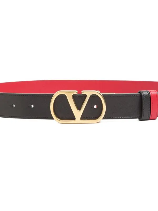 Valentino Garavani Vlogo Signature Leather Belt - Black