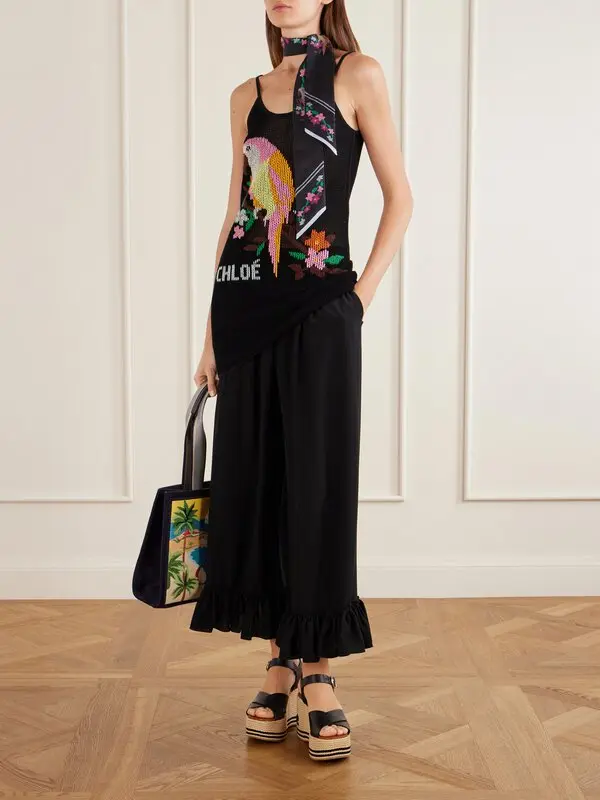 Chloé Embroidered Crocheted Cotton Mini Dress