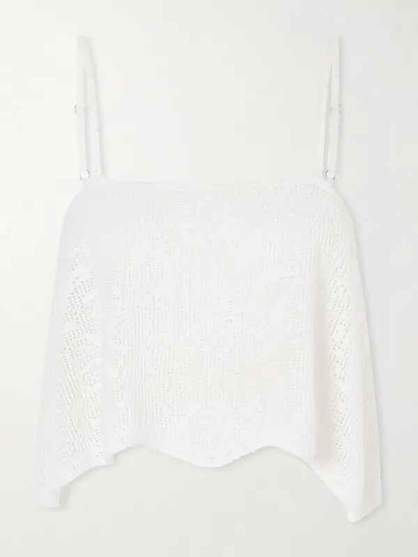Chloé Crocheted Cotton Cropped Top - White