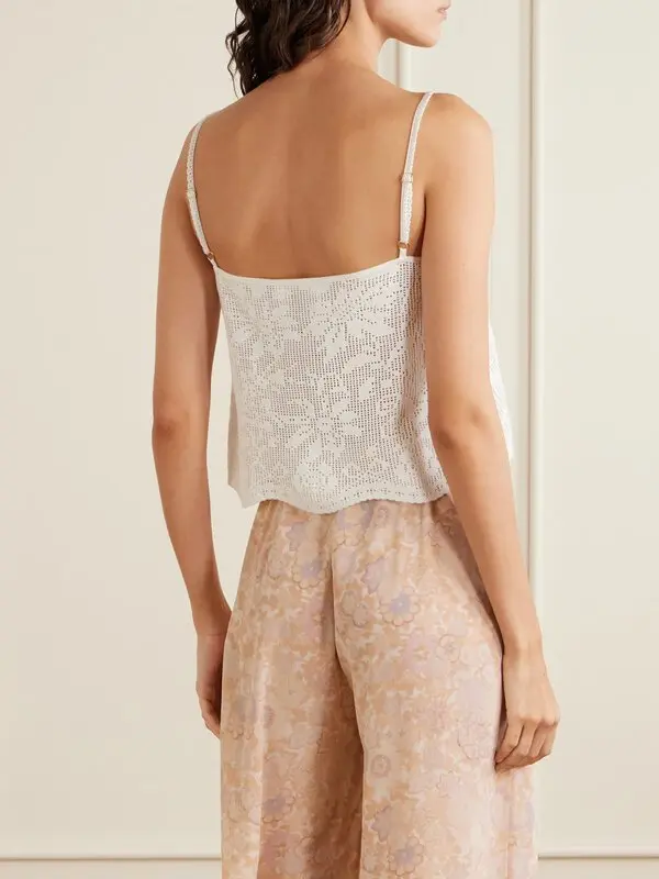 Chloé Crocheted Cotton Cropped Top - White