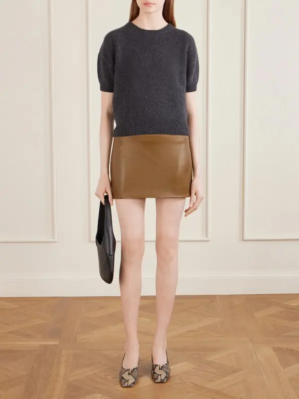 Khaite Jett Nappa Leather Mini Skirt
