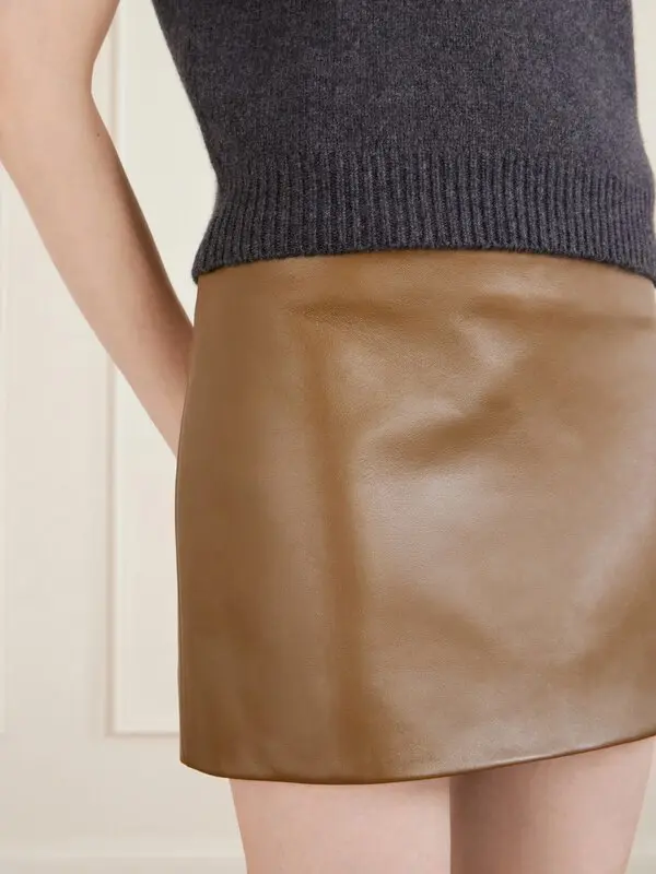 Khaite Jett Nappa Leather Mini Skirt