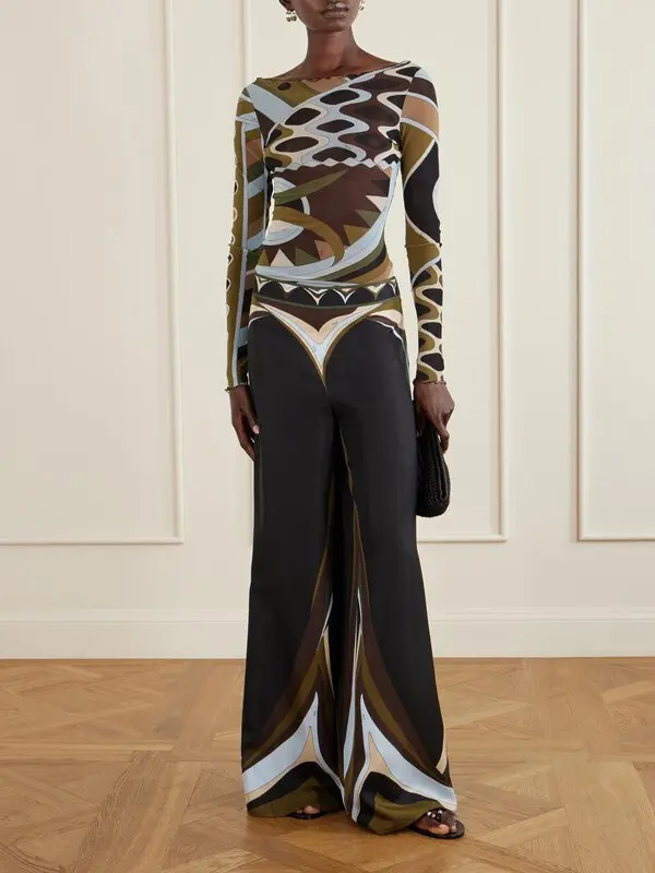 Emilio Pucci Printed Silk-twill Wide-leg Pants