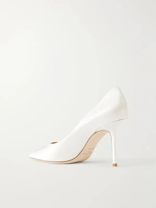 JIMMY CHOO Love Satin Pointed Toe Pumps - White