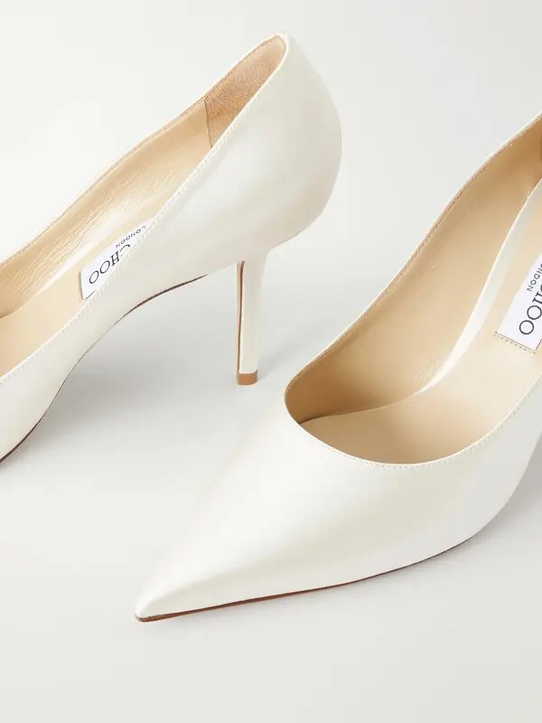 JIMMY CHOO Love Satin Pointed Toe Pumps - White