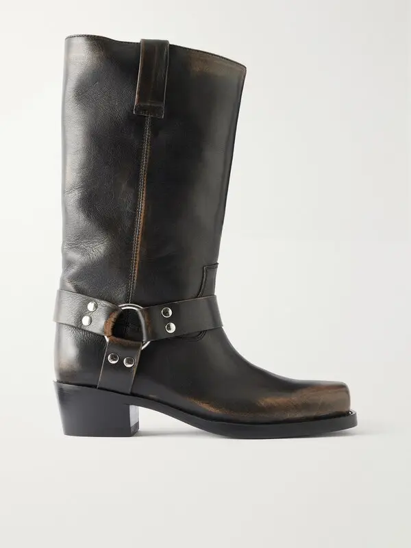 Paris Texas Roxy Studded Leather Knee High Boots