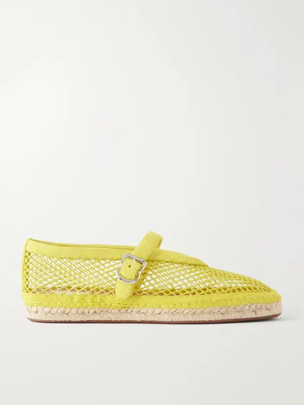 Alaïa Suede-trimmed Mesh Espadrilles - Yellow