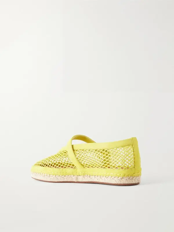 Alaïa Suede-trimmed Mesh Espadrilles - Yellow