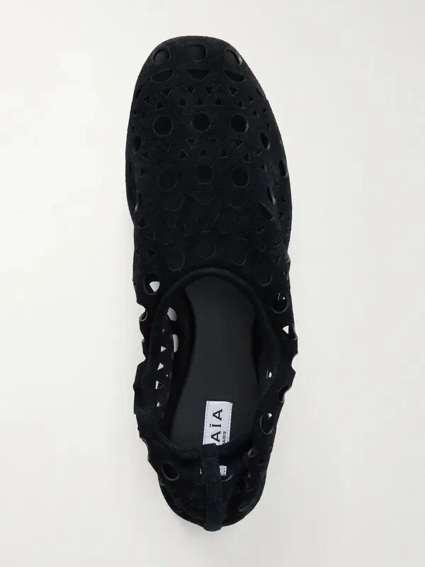 Alaïa Vienne Perforated Suede Ballet Flats - Black