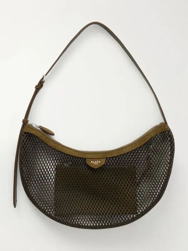 Alaïa Demi Lune Mesh Shoulder Bag - Green