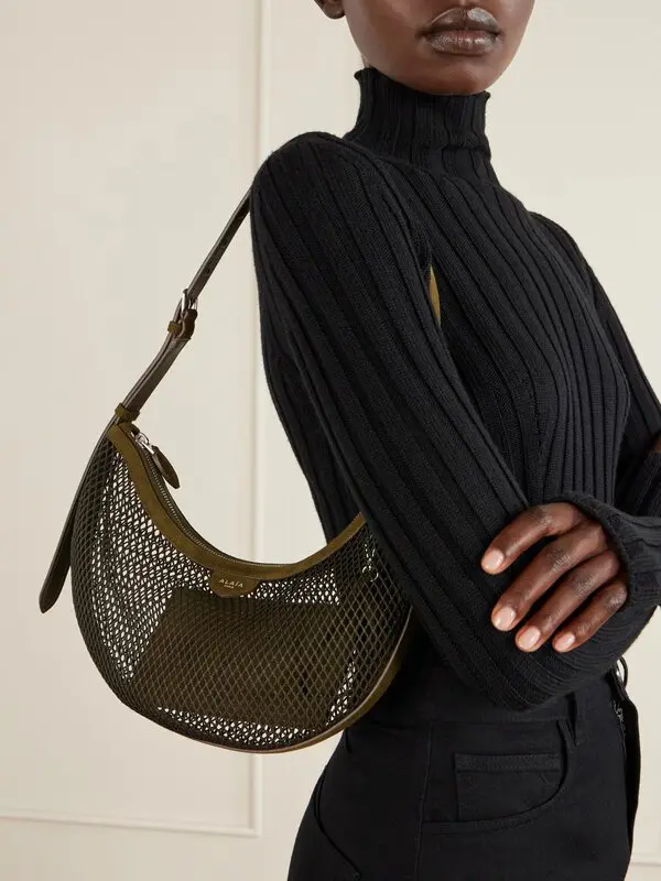 Alaïa Demi Lune Mesh Shoulder Bag - Green