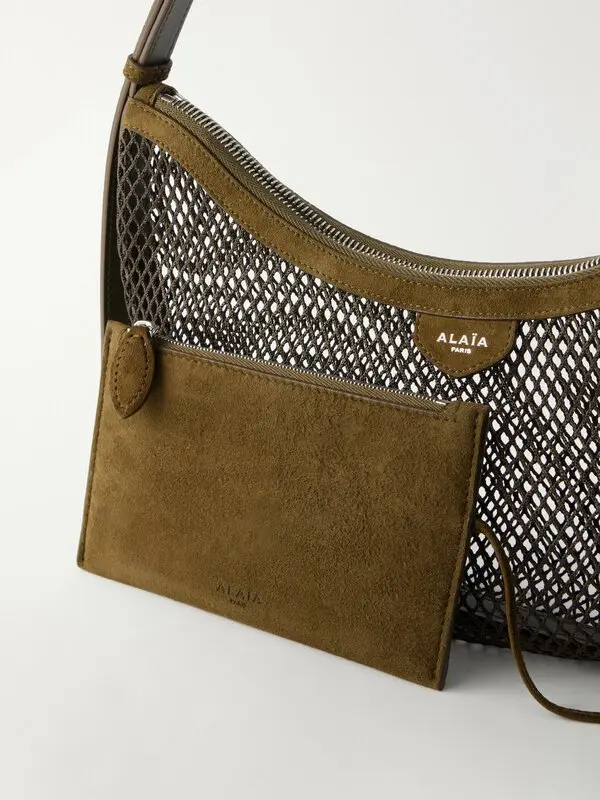 Alaïa Demi Lune Mesh Shoulder Bag - Green