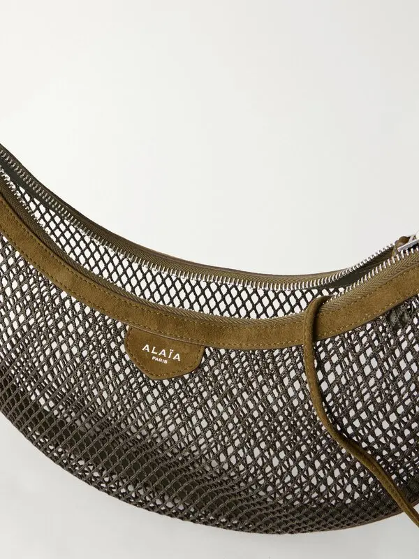 Alaïa Demi Lune Mesh Shoulder Bag - Green
