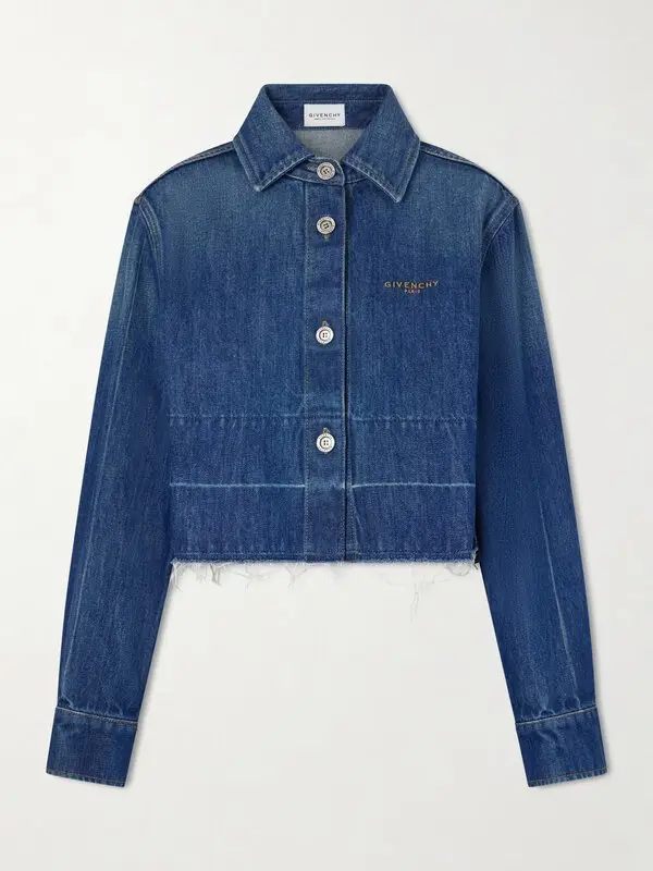 Givenchy Cropped Raw Edge Denim Jacket
