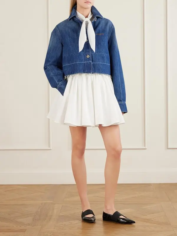 Givenchy Cropped Raw Edge Denim Jacket