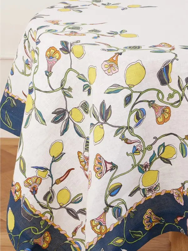 La DoubleJ Large Printed Linen Tablecloth