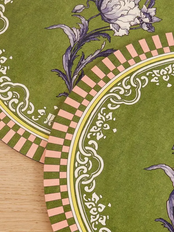 La DoubleJ Set Of Two Painted Wood Placemats - Green