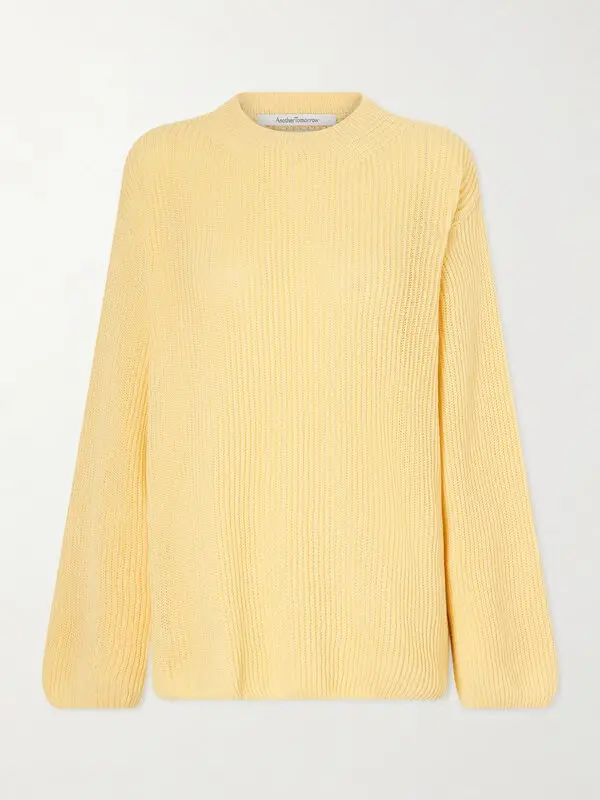 Another Tomorrow Cotton And Linen-blend Sweater