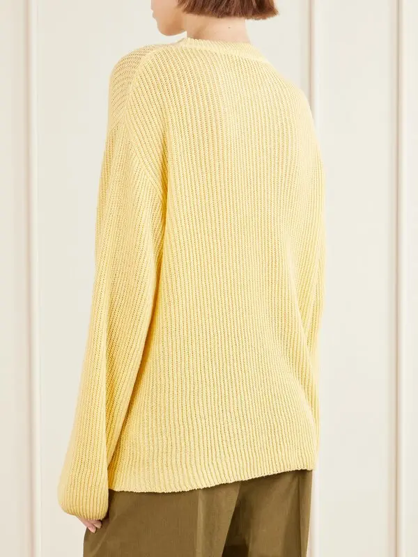 Another Tomorrow Cotton And Linen-blend Sweater