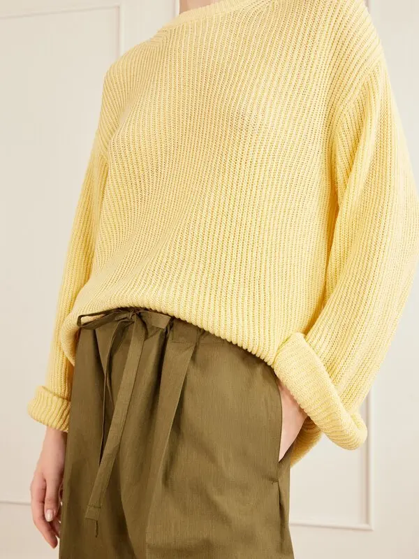 Another Tomorrow Cotton And Linen-blend Sweater
