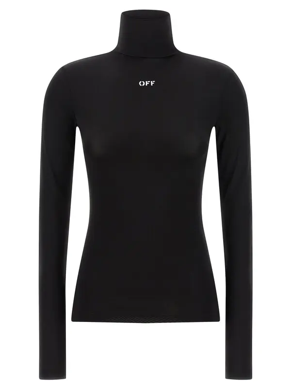 Off-White Off Stamp" High Neck Long Sleeve Sweater - Black