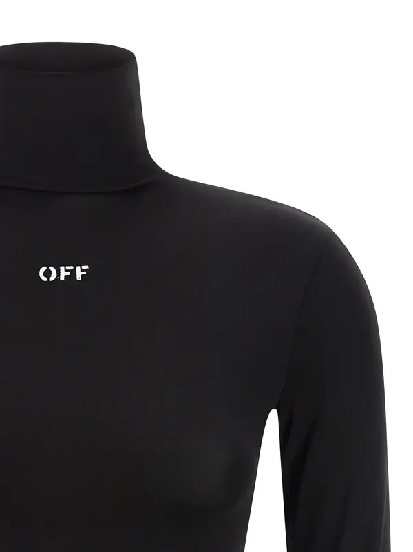 Off-White Off Stamp" High Neck Long Sleeve Sweater - Black