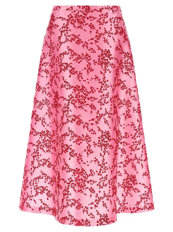 Alberta Ferretti Mikado Floreale' Skirt - Pink