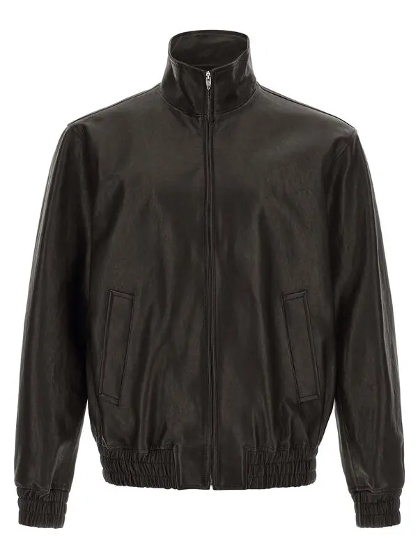 Valentino Garavani Calf Leather Zip-up Jacket - Black