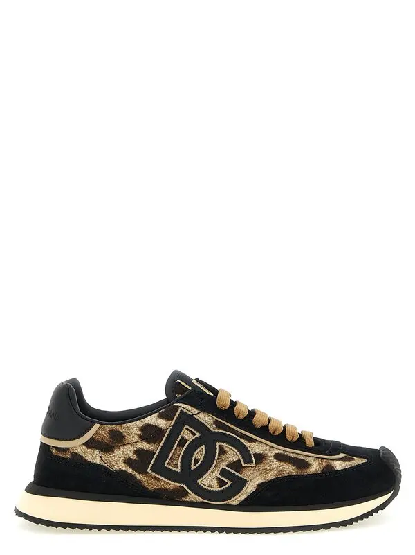 Dolce & Gabbana Dg Cushion' Lace And Suede Sneakers - Multicolor
