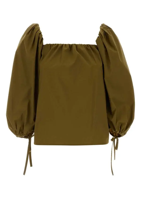 Saint Laurent Olive Jersey Blouse - Green